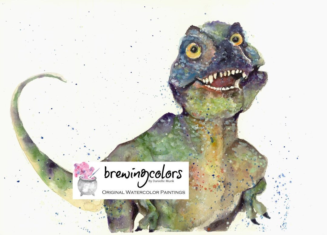 T-REX DINOSAUR PRINT - Dinosaur Watercolor, T-rex Art, Dinosaur Decor ...
