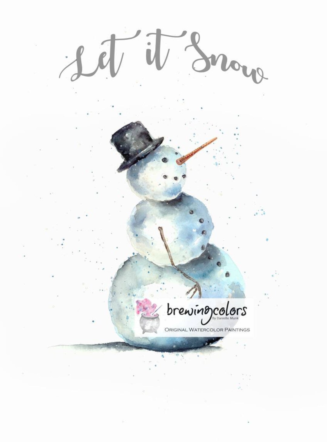 SNOWMAN ART PRINT - Watercolor Snowman Art, Christmas Decor, Let It ...