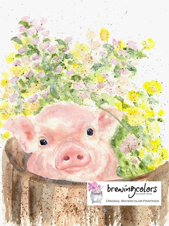 PIGLET ART PRINT Watercolor Pig Art Print Piglet Decor - Etsy