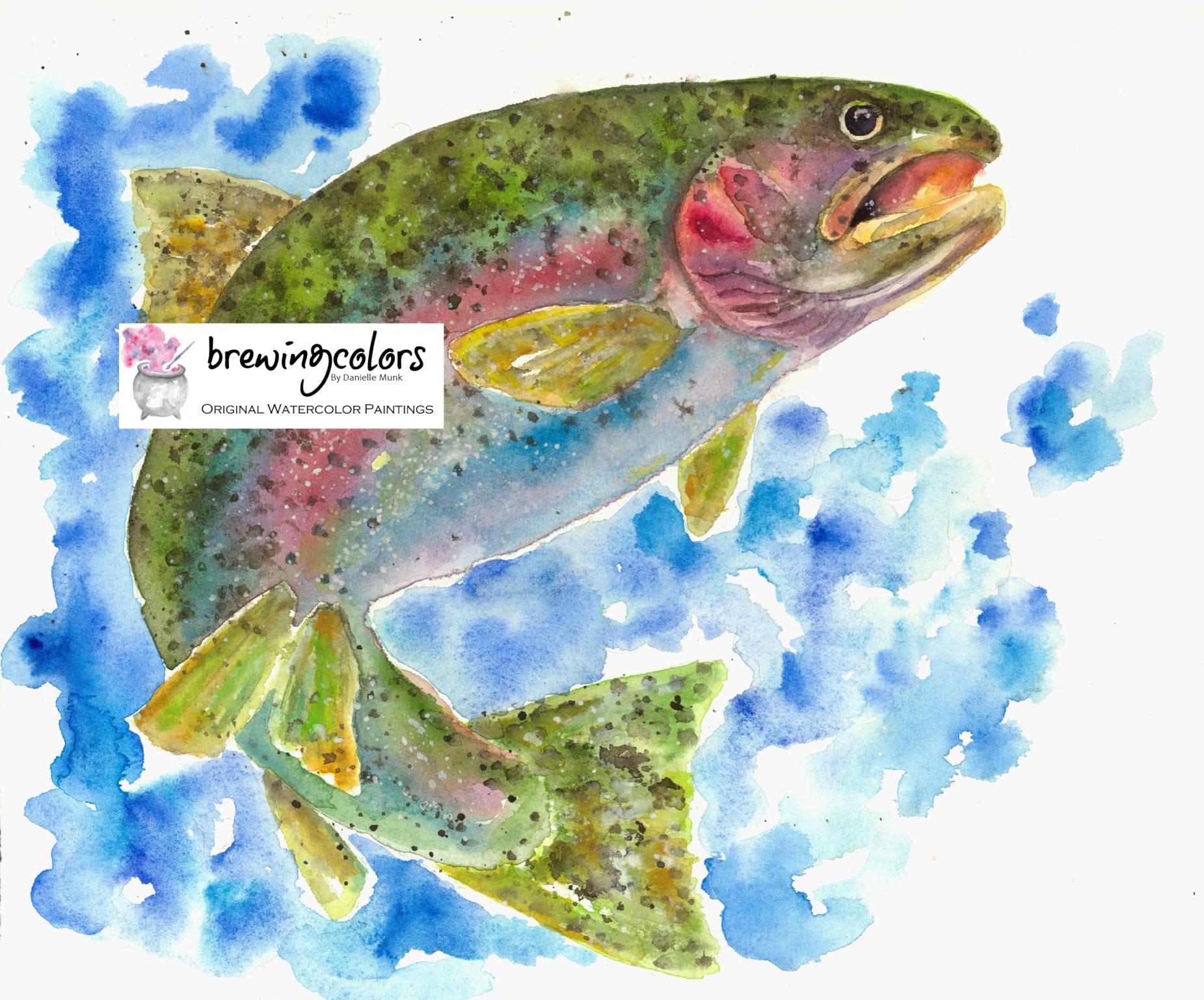 TROUT ART PRINT Watercolor Rainbow Trout Print Rainbow | Etsy