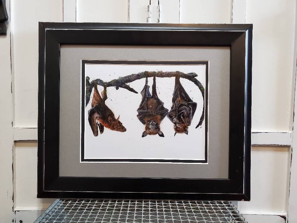BAT ART PRINT Watercolor Bat Bat Decor Bat Painting | Etsy