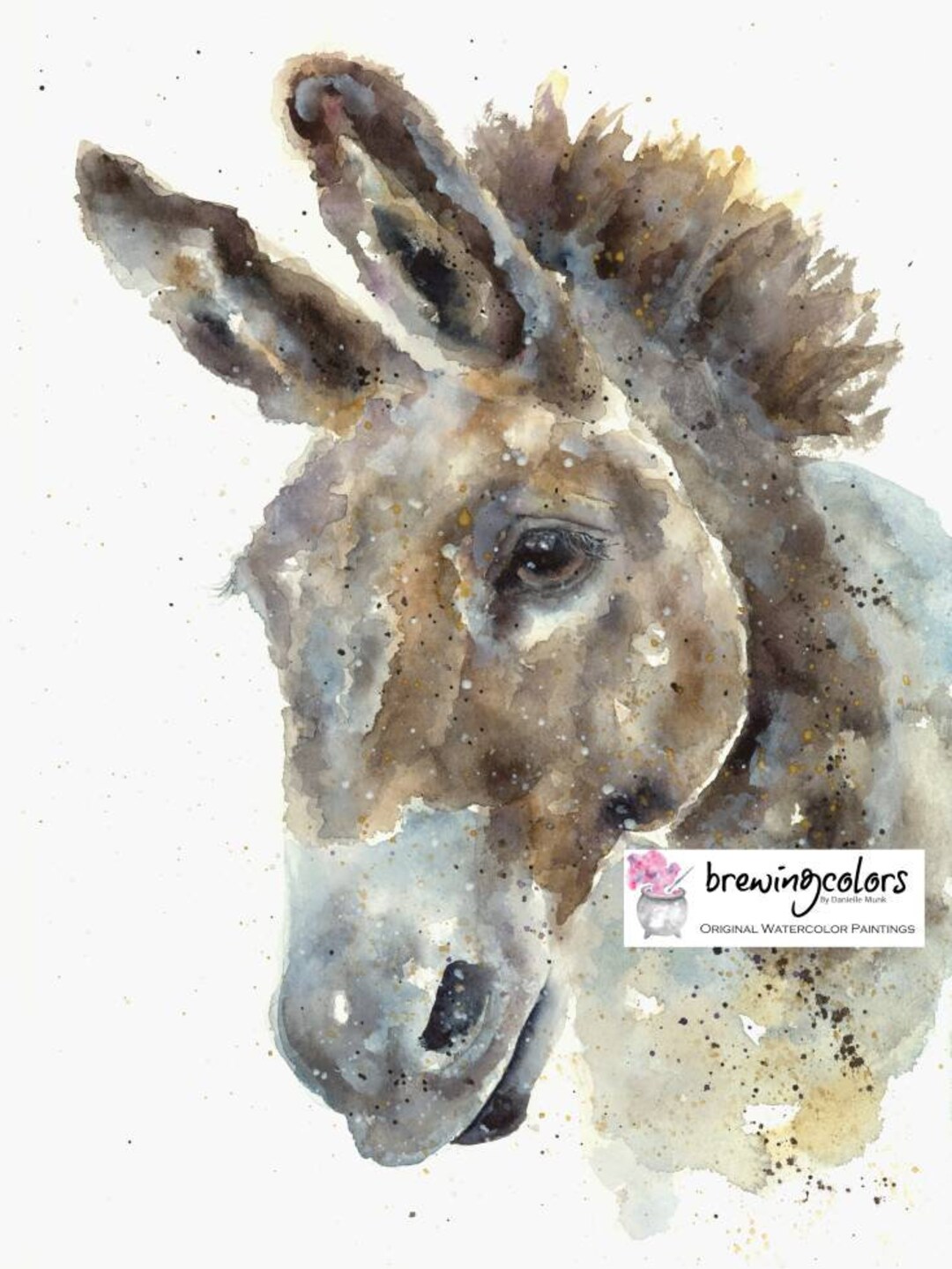 DONKEY ART PRINT - Watercolor Donkey Art Print, Donkey Decor, Nursery ...