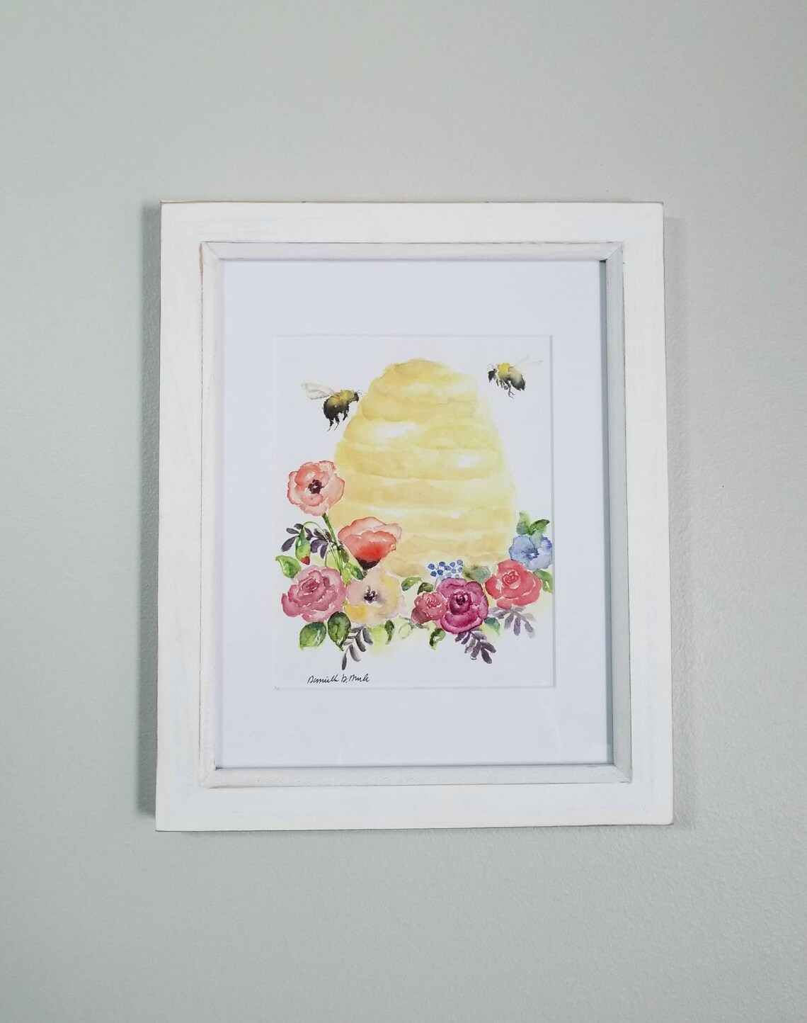 BEEHIVE ART PRINT Watercolor Beehive Print Bee Art - Etsy