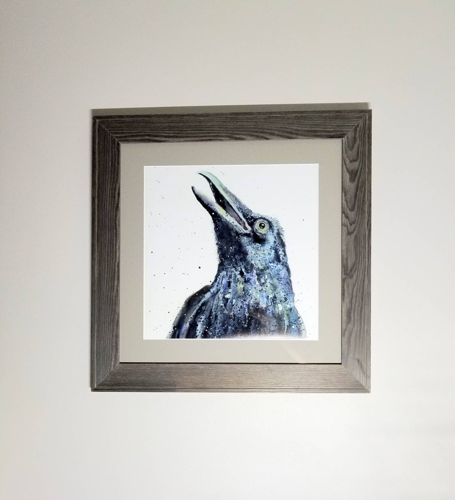 RAVEN ART PRINT watercolor raven raven decor halloween | Etsy