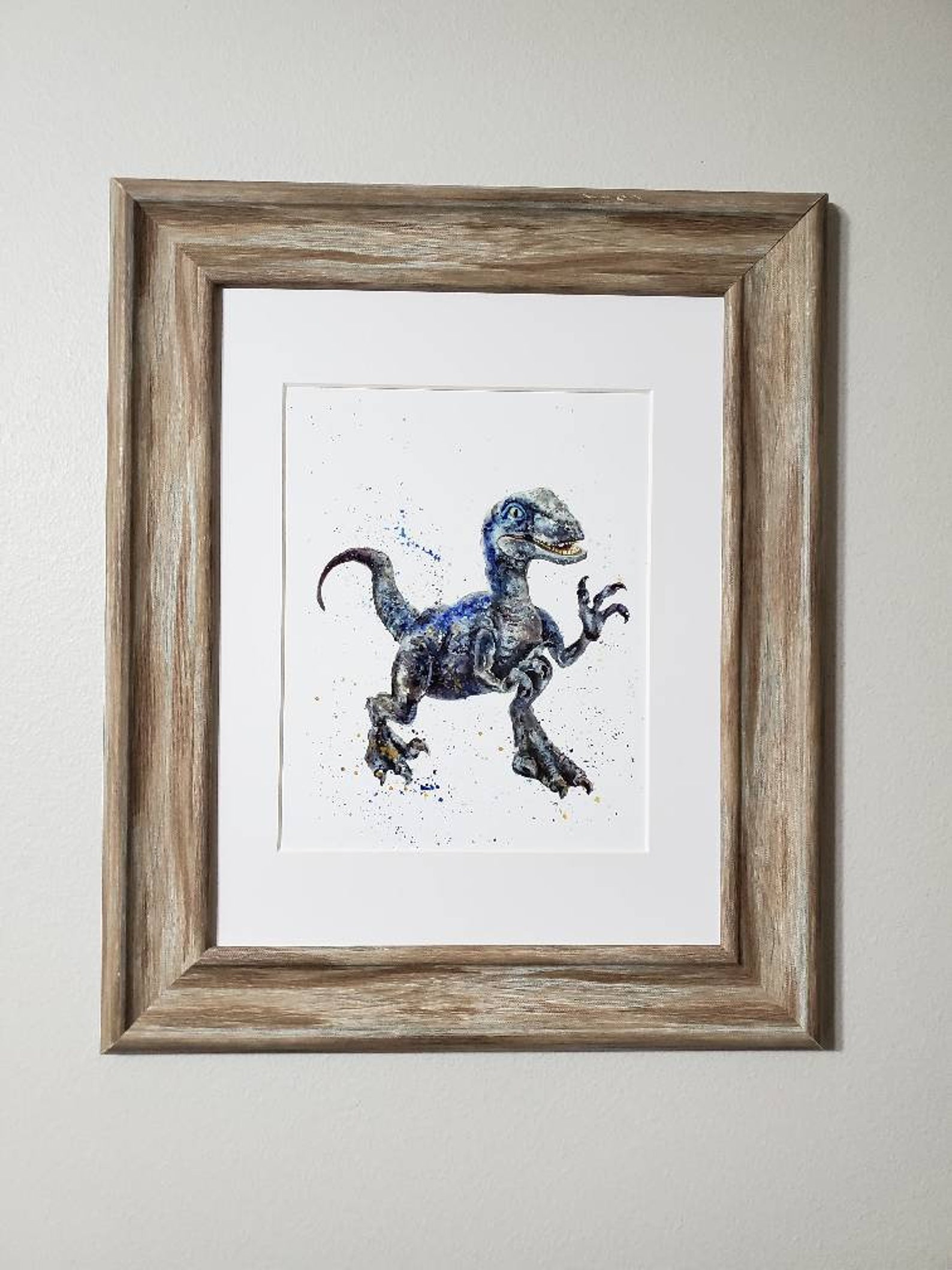 VELOCIRAPTOR DINOSAUR PRINT Velociraptor Art Dinosaur | Etsy