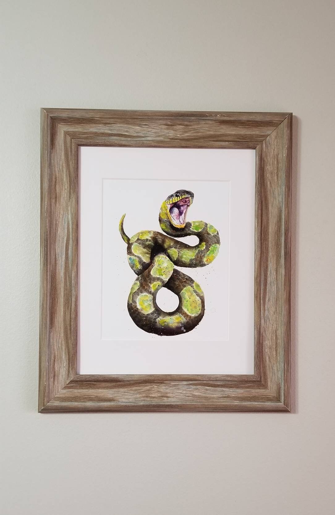 SNAKE ART PRINT watercolor snake art print reptile decor | Etsy