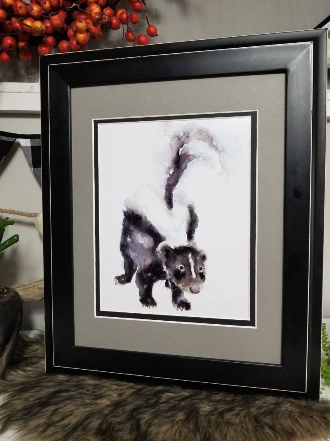 SKUNK ART PRINT Watercolor Skunk Skunk Wall Art Skunk - Etsy