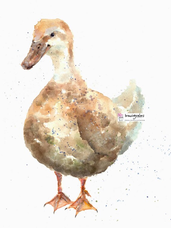 DUCK ART PRINT watercolor duck duck painting duck nursery | Etsy