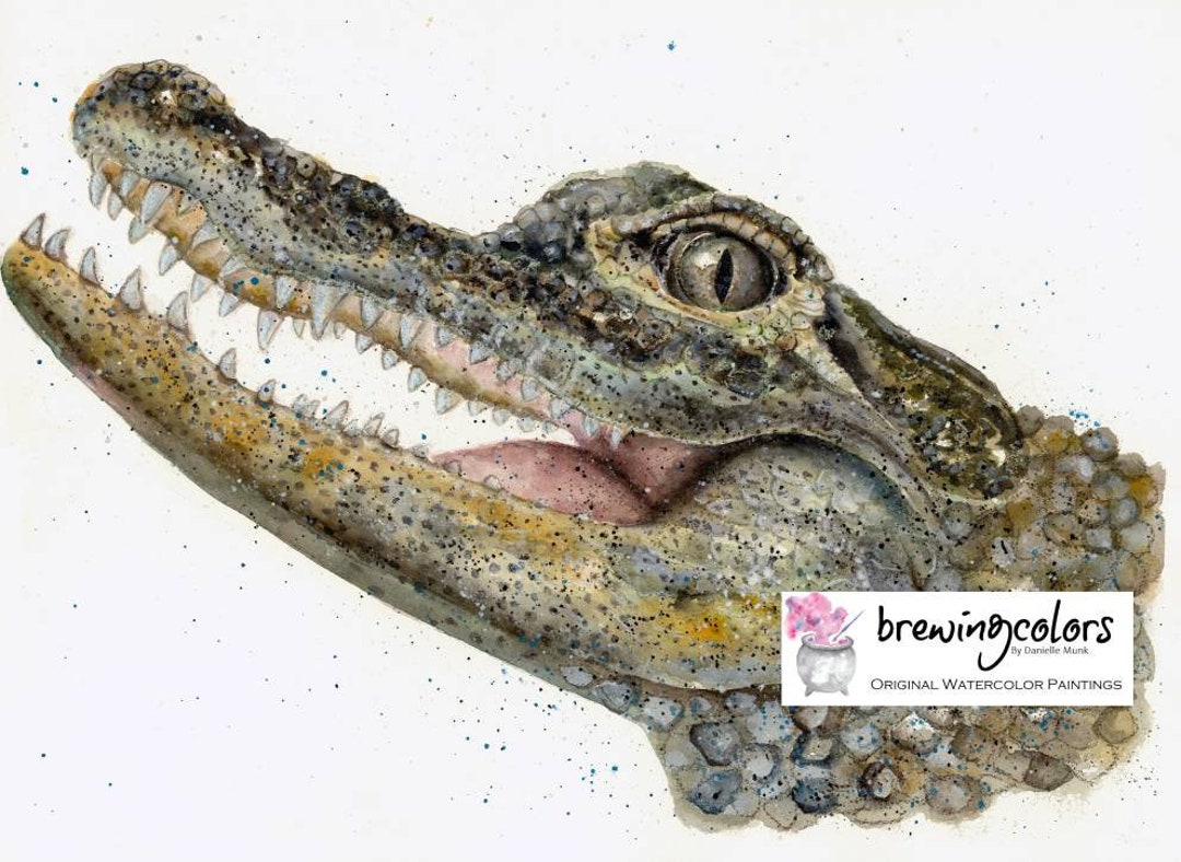 ALLIGATOR ART PRINT - Alligator Watercolor Painting, Crocodile Art ...
