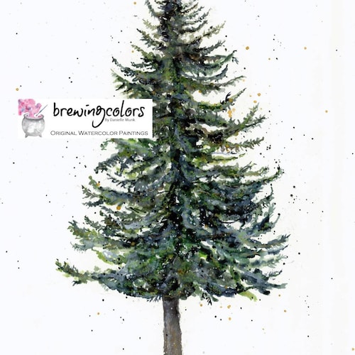 Watercolor Pine Tree Art Evergreen Tree Print Pine Tree Wall - Etsy