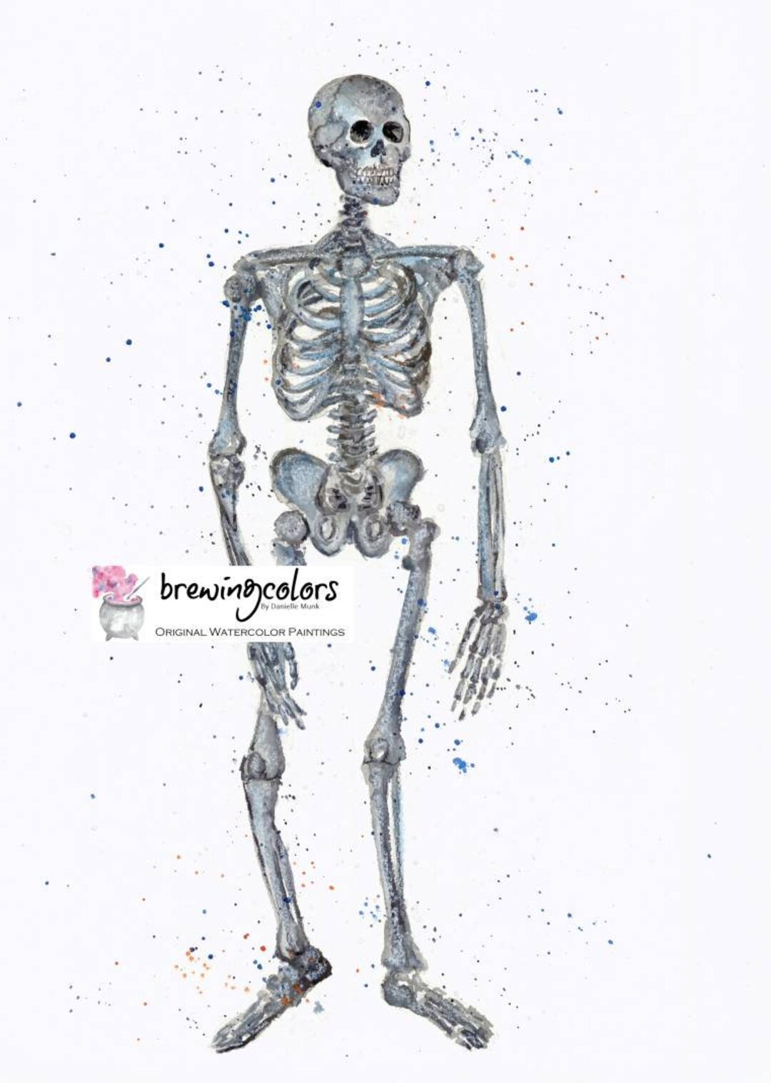 SKELETON ART PRINT - Watercolor Skeleton, Human Anatomy, Medical Print ...