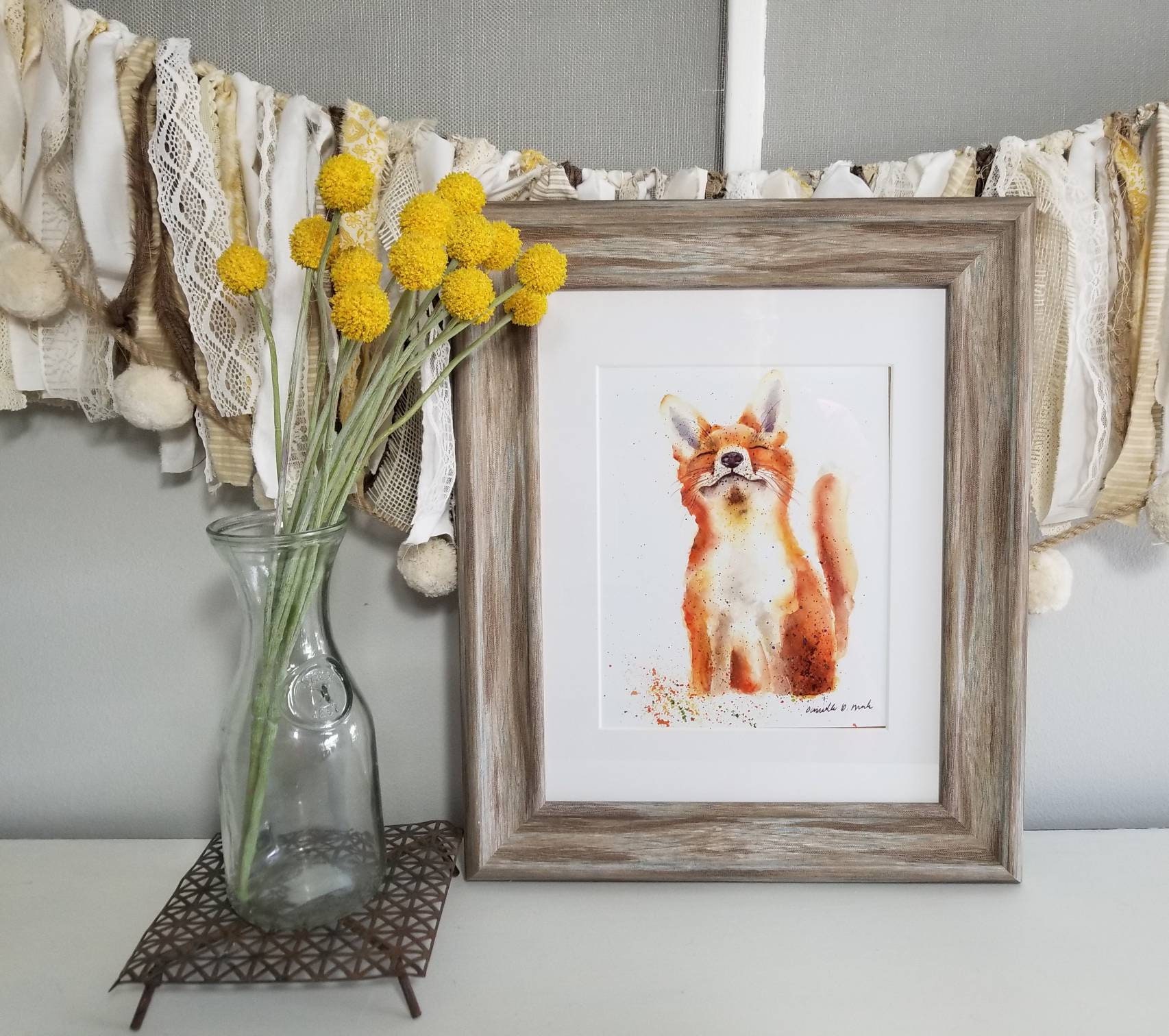 FOX ART PRINT watercolor fox art fox decor woodland | Etsy
