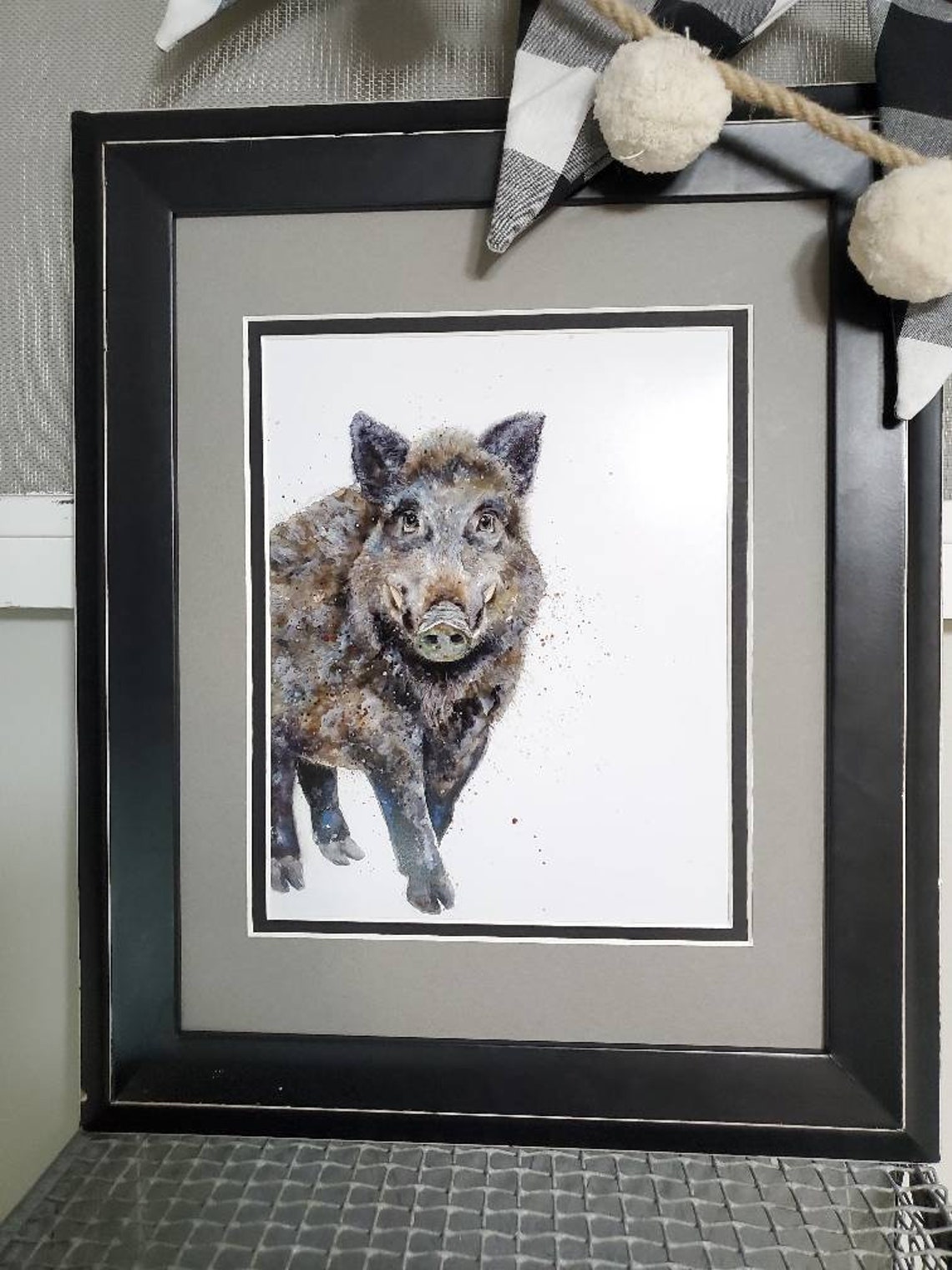 WILD BOAR PRINT Watercolor Pig Art Print Pig Decor Nursery - Etsy