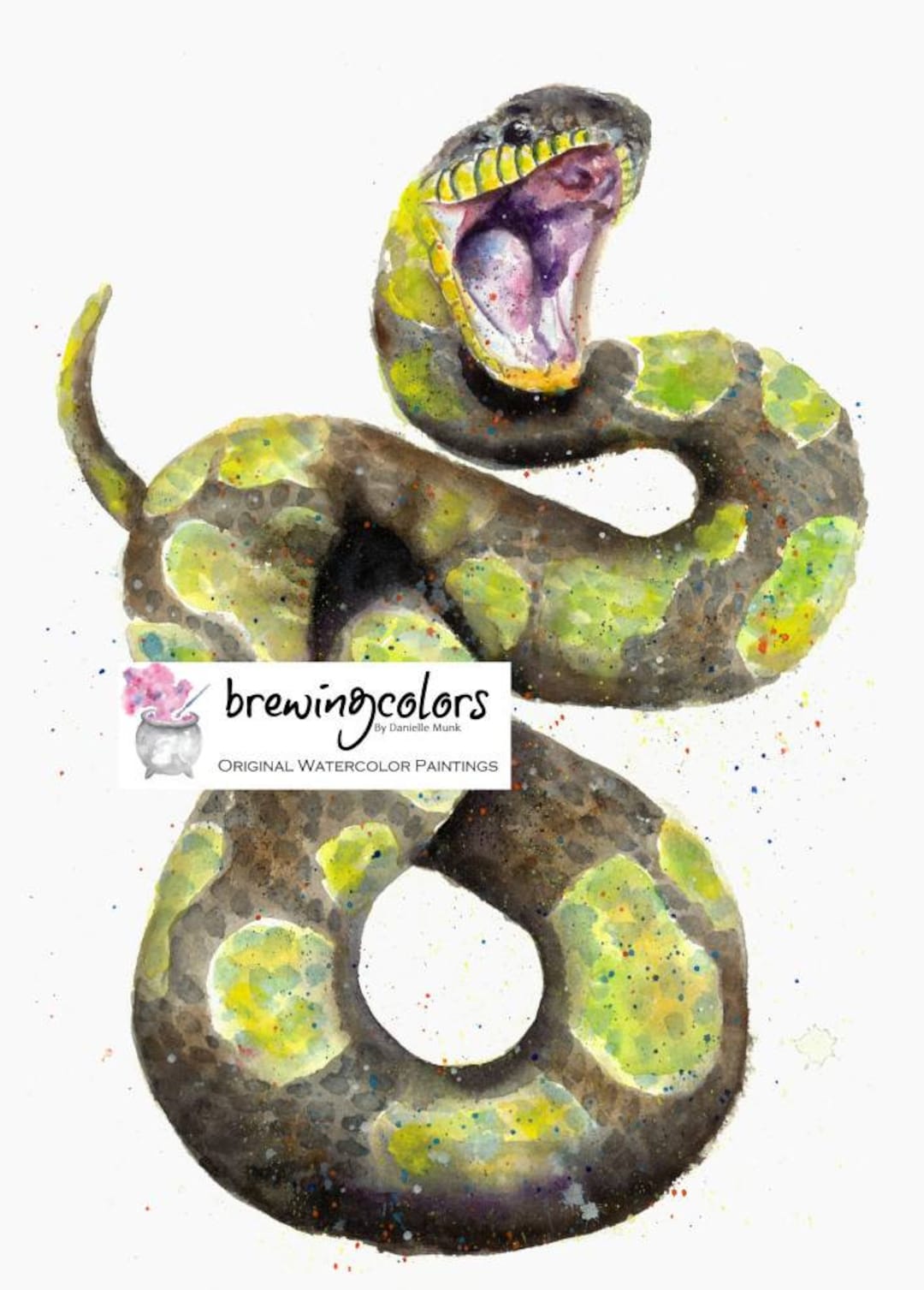 SNAKE ART PRINT - Watercolor Snake Art Print, Reptile Decor, Serpent ...