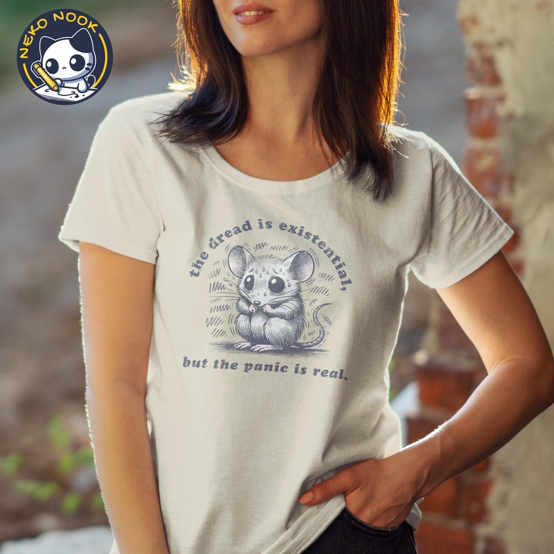 Existential Dread Shirt - Panic Attack Mouse Tee - Cute Panicking Mouse ...