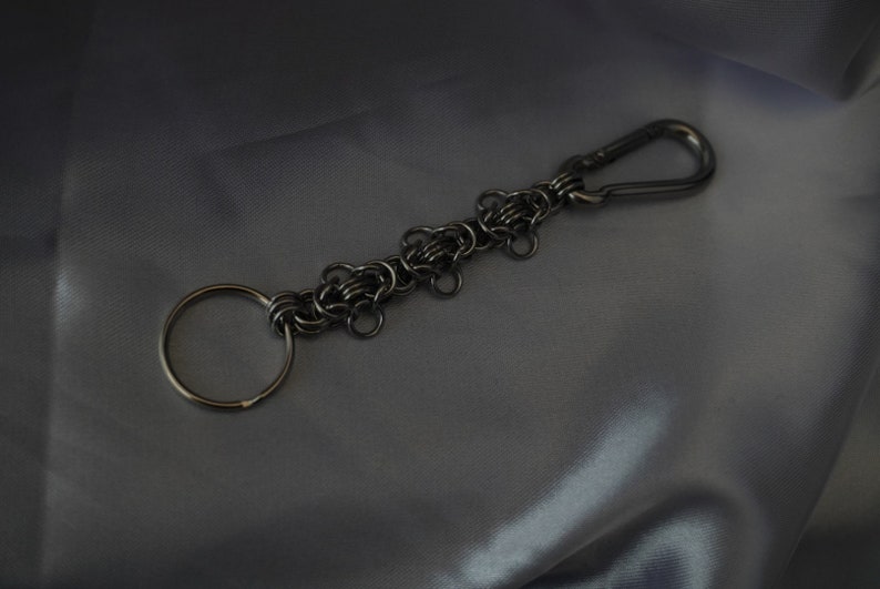 Daisy Chain Carabiner Keyring Chainmail | Stainless Steel | Hand Made ...