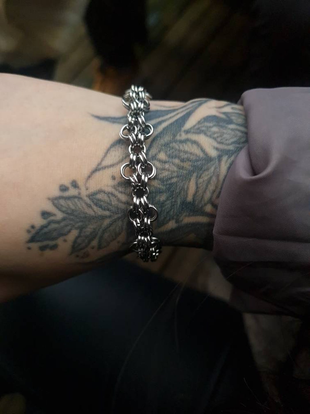 Daisy Chain Metal Bracelet Chainmail Stainless Steel | Chunky Bracelet ...