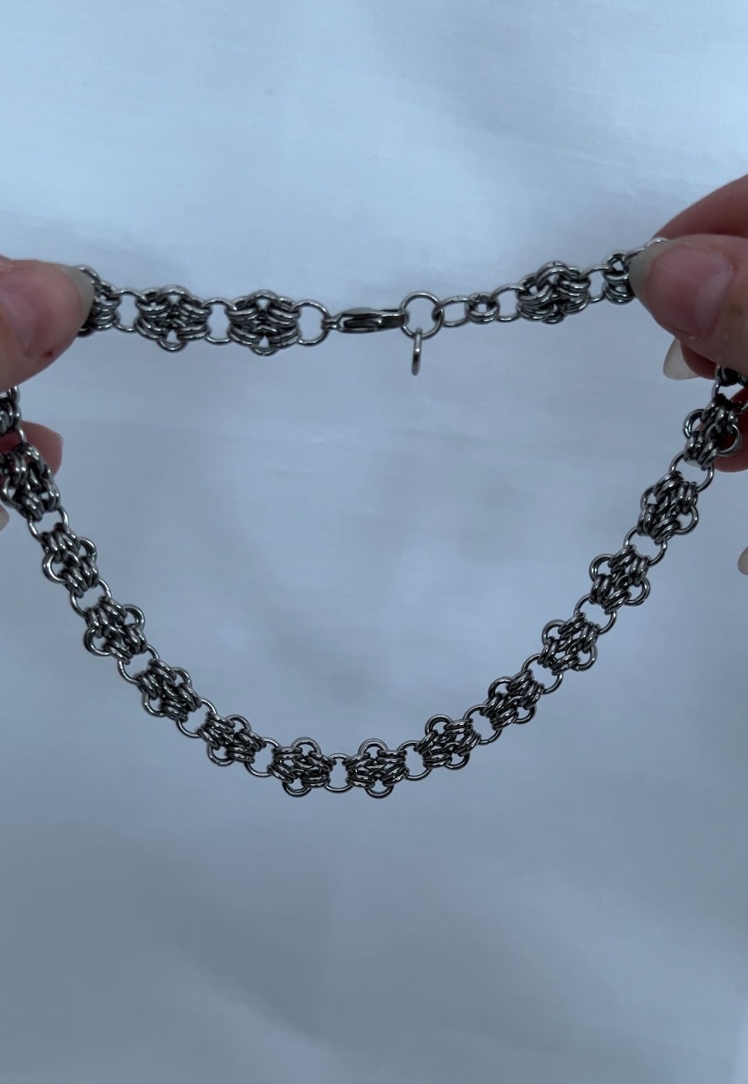 DAISY Necklace | Stainless Steel Daisy Chainmaille Choker: Dainty ...