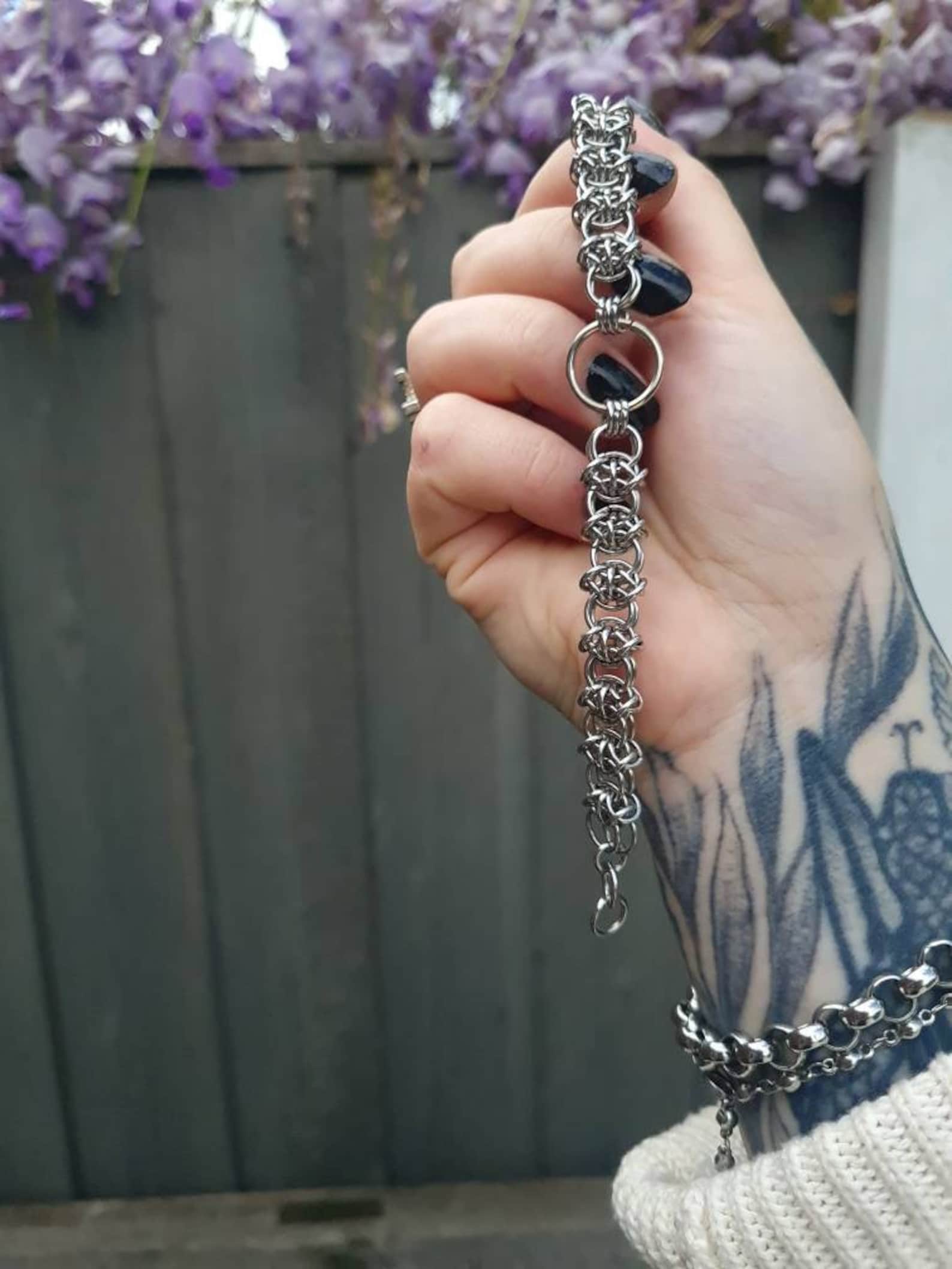 Barbed Wire Look Chainmail Bracelet With O Ring | Stainless Steel ...