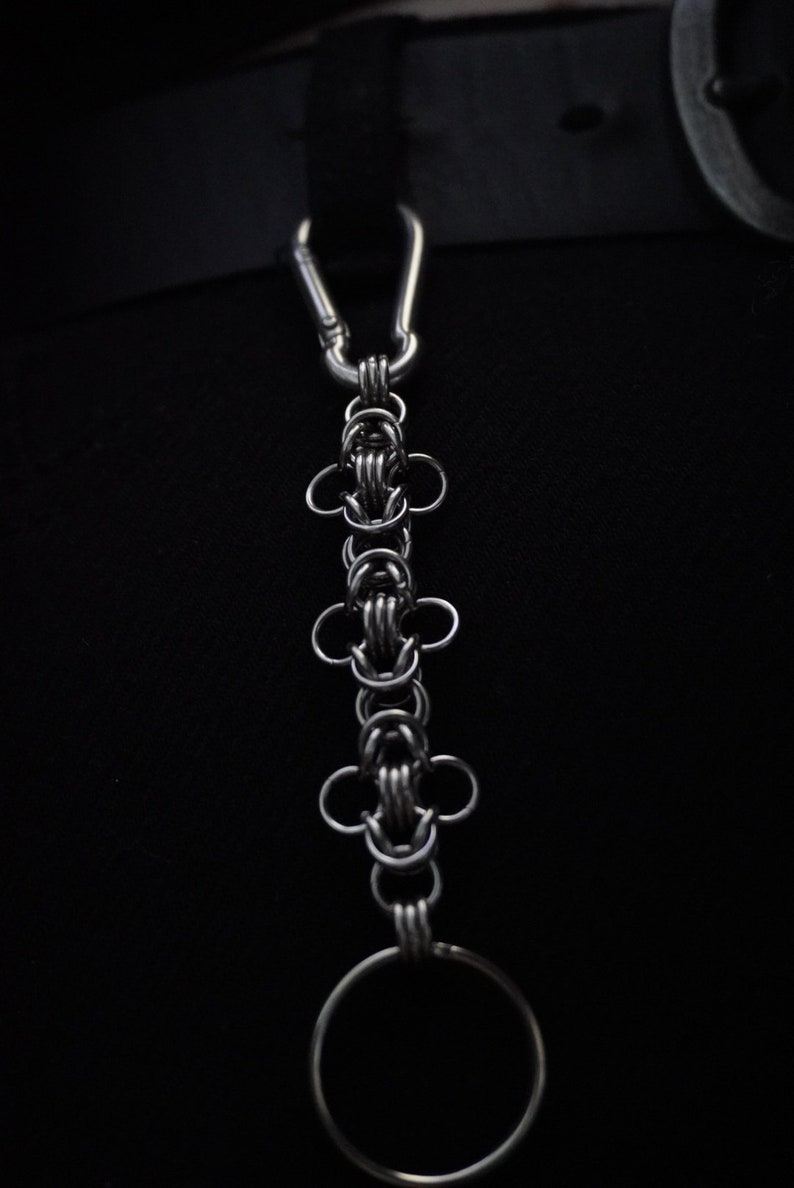 Daisy Chain Carabiner Keyring Chainmail | Stainless Steel | Hand Made ...