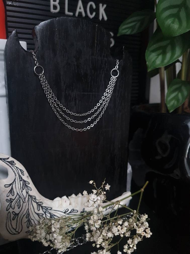 Gothic Stainless Steel Triple Chain Choker Necklace - Etsy