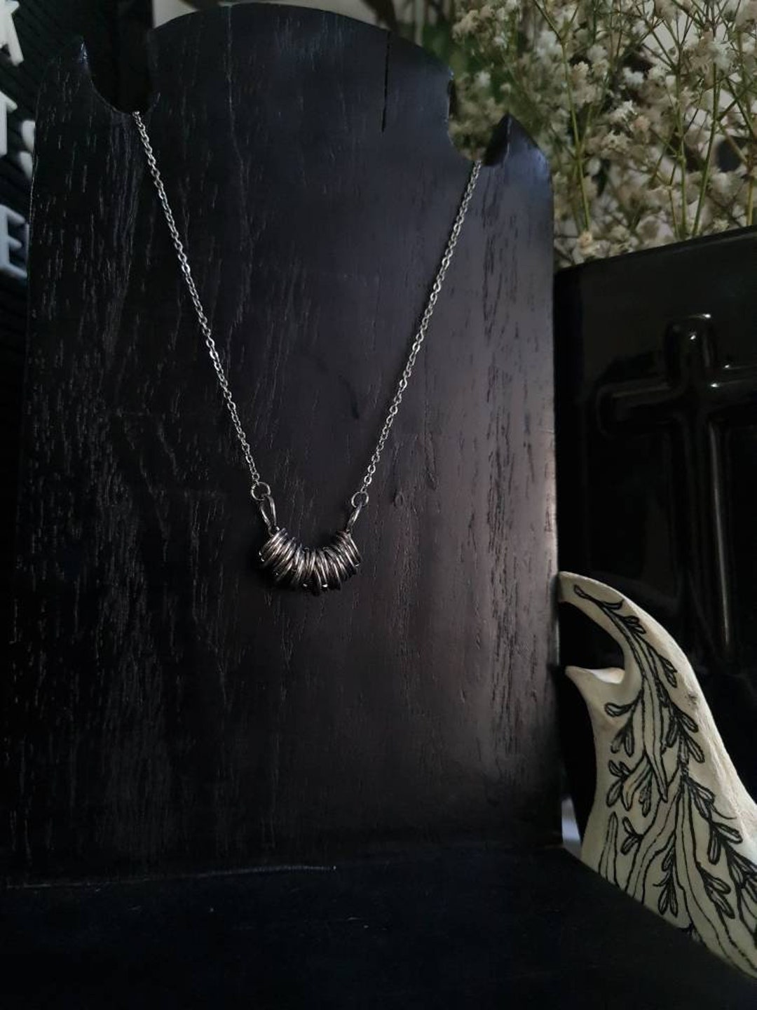RORY Stainless Steel Hand Made Chain and Hoop Necklace | Gothic Grunge ...