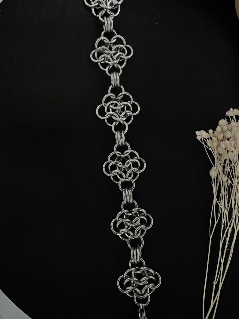 IVY Chainmail Stainless Steel Bracelet: Floral Chain / Chunky Gothic ...