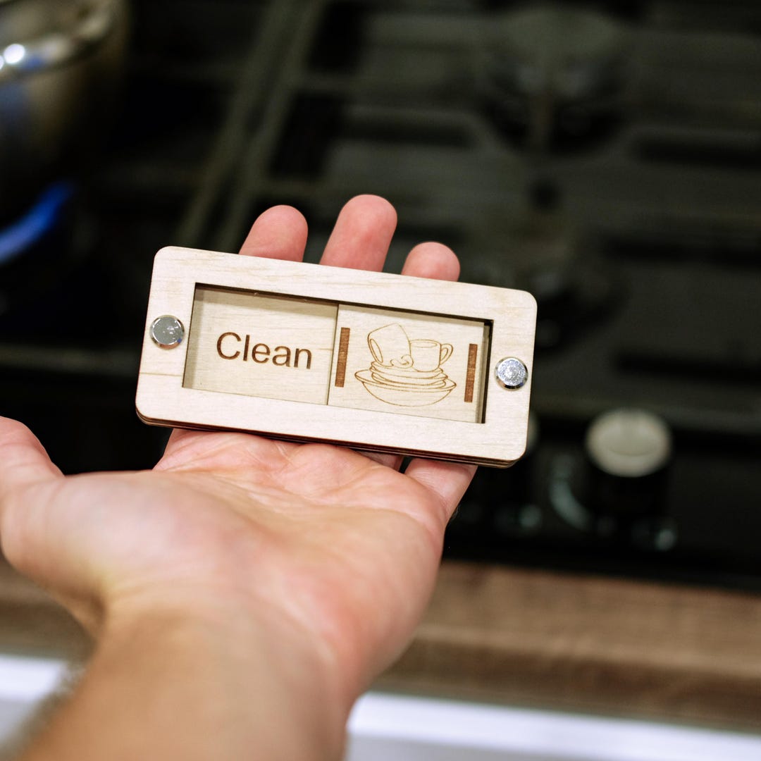Clean Dirty Magnet, Dishwasher Reminder Sign, Wooden Dishwasher Status ...
