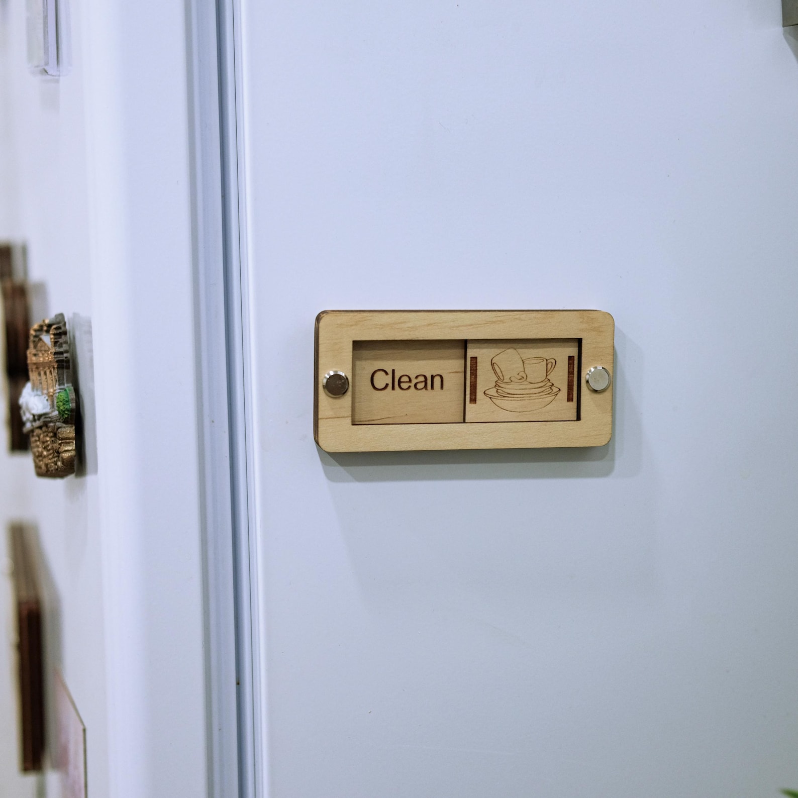 Dishwasher Magnet Clean Dirty Sign, Dishwasher Status Indicator, Wooden ...