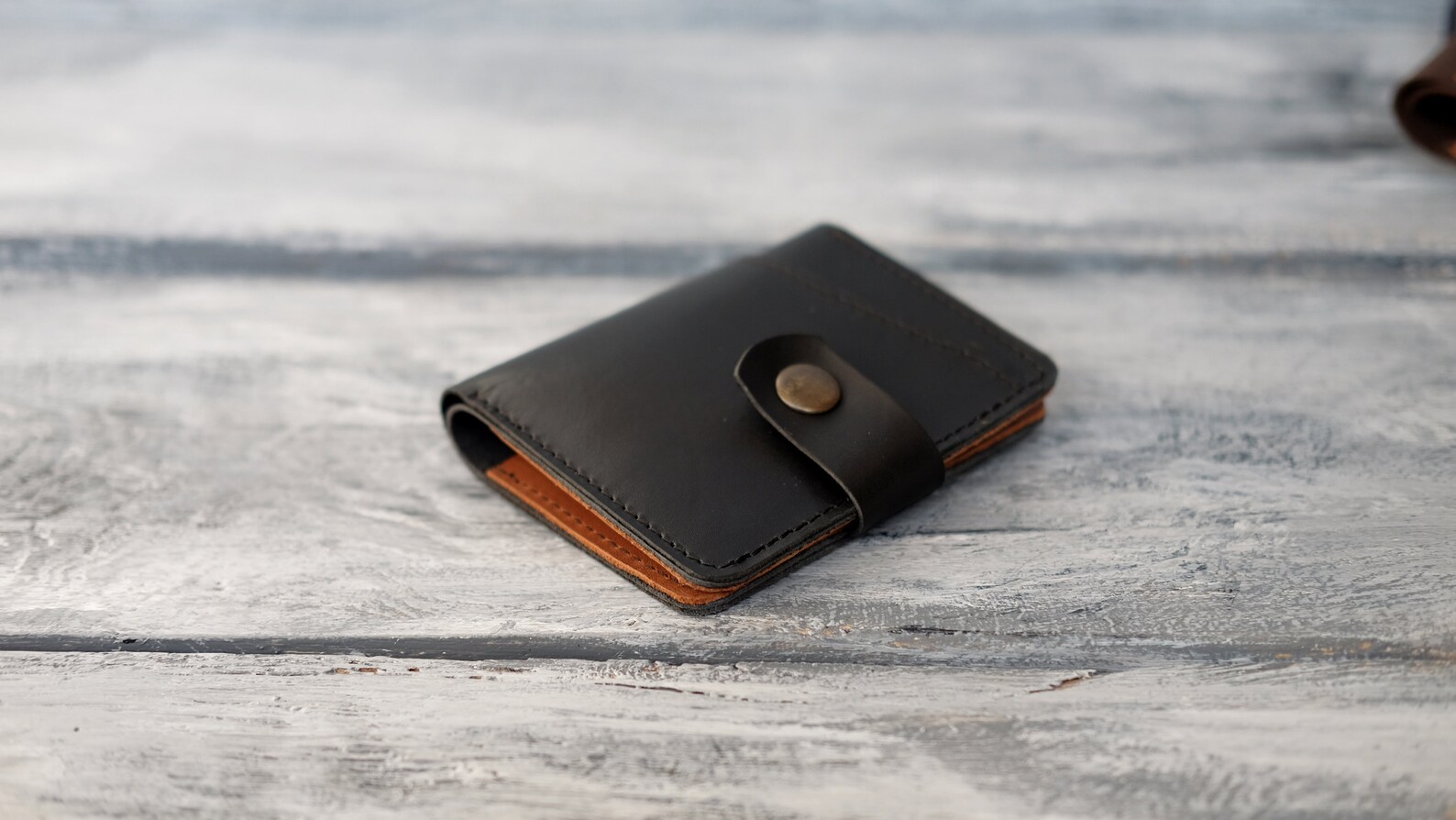 Compact Wallet Leather Bifold Compact Wallet Black Wallet - Etsy