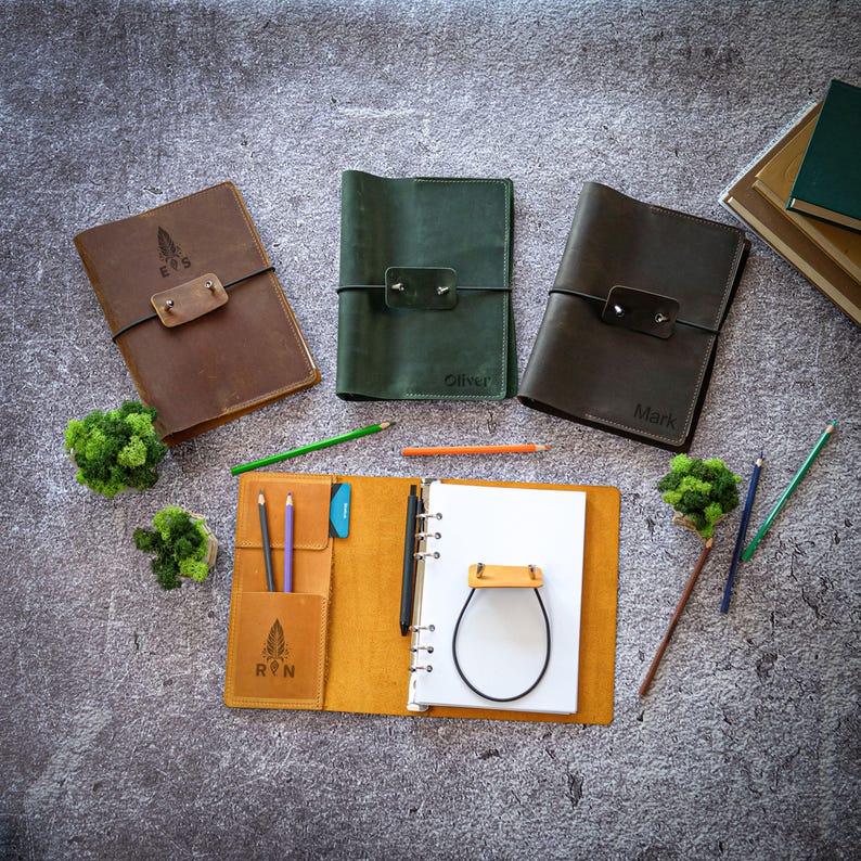 Refillable Journal, Custom Leather Notebook With Engraving, Ring Binder ...