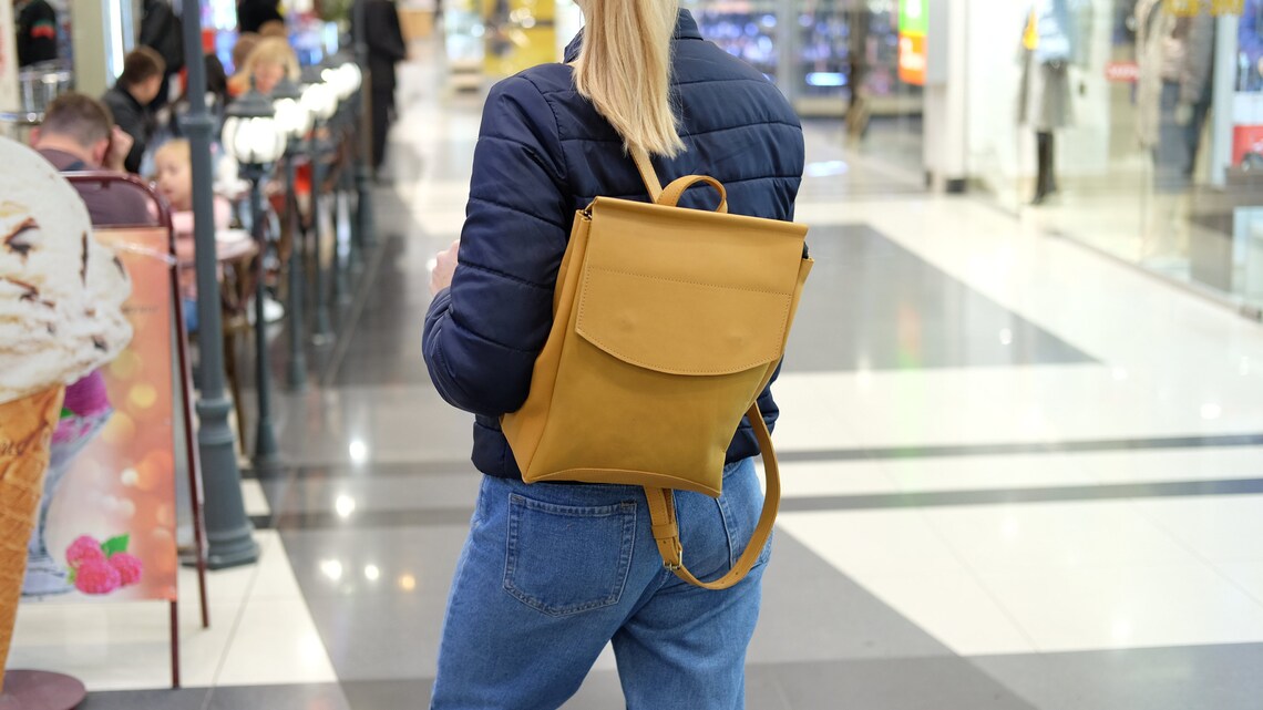 Leather Women Backpack Yellow Backpack Travel Backpack 10 | Etsy