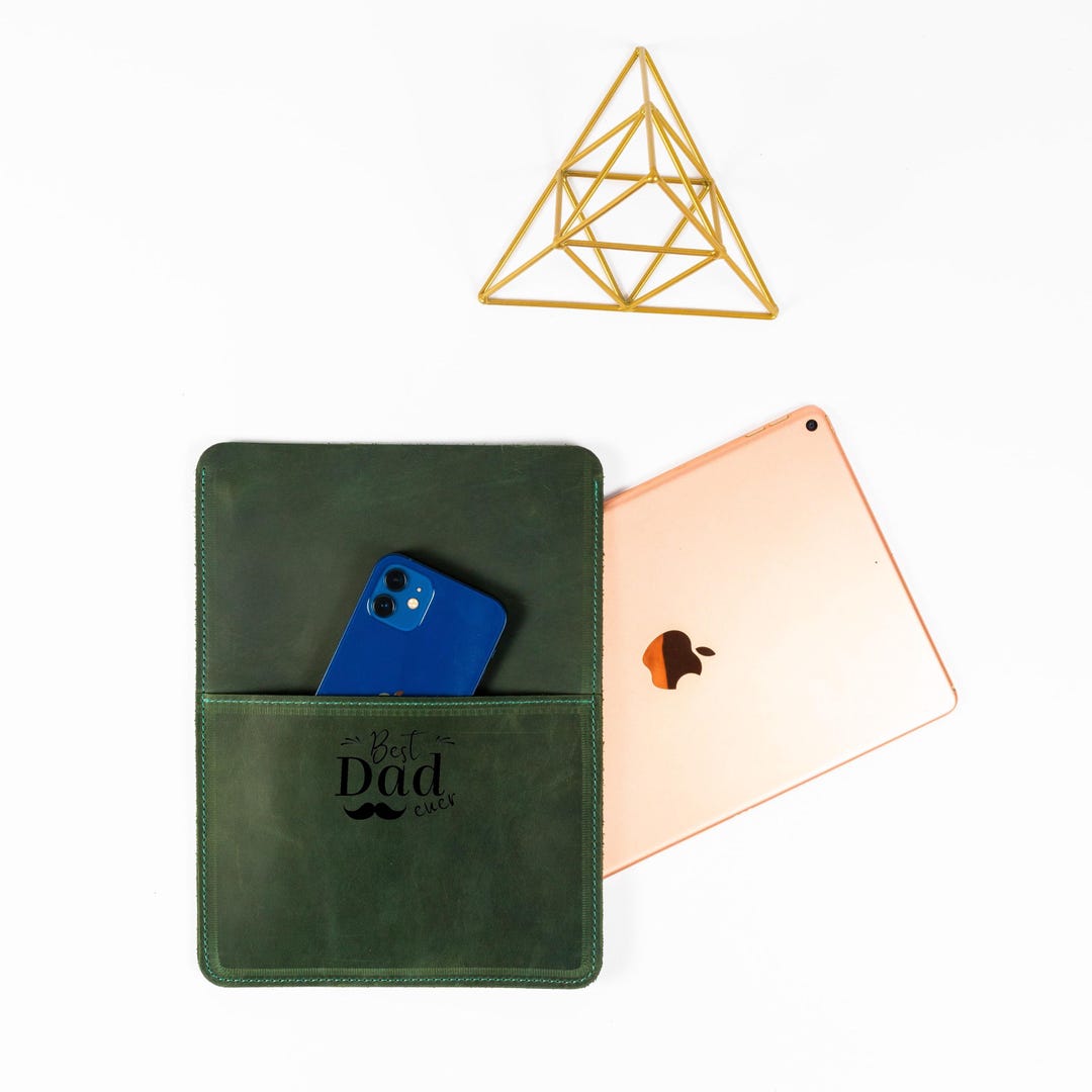 Leather iPad Holder for Best Dad Ever, Custom iPad Case, iPad Sleeve ...