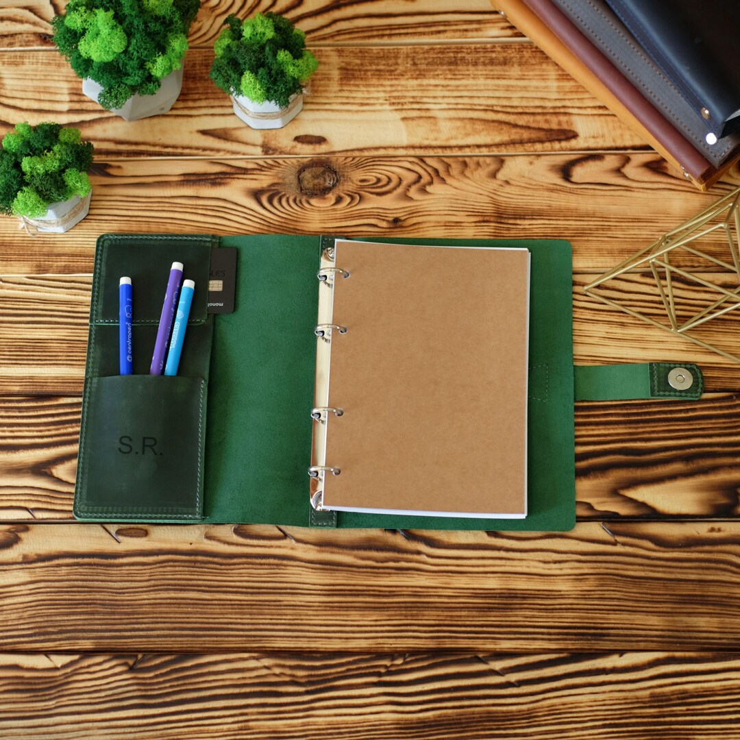 Personalized Leather Binder, Loose Leaf Notebook, Refillable Journal ...