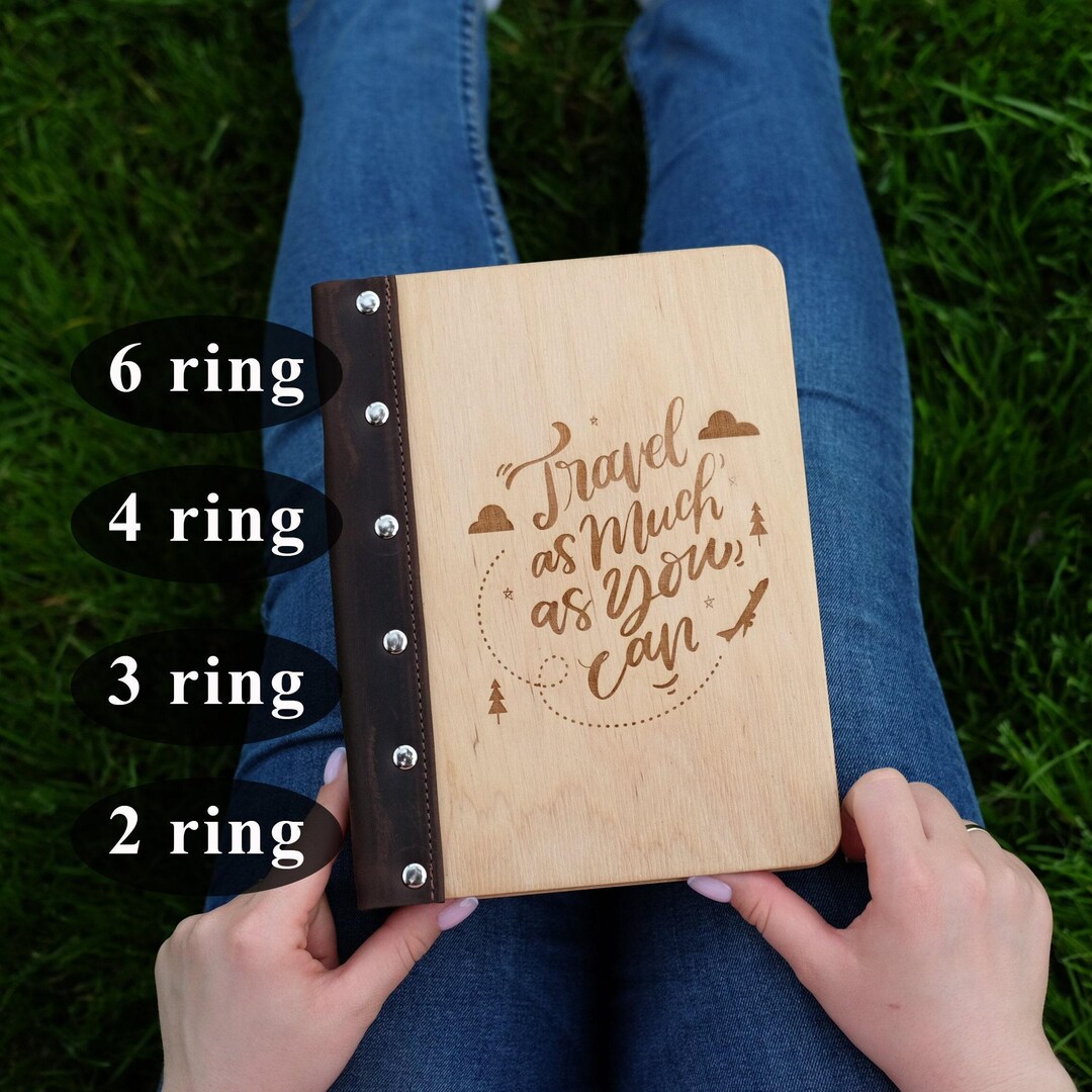 Wood Ring Binder, Personalized Wooden A5 Notebook, Refillable Journal ...