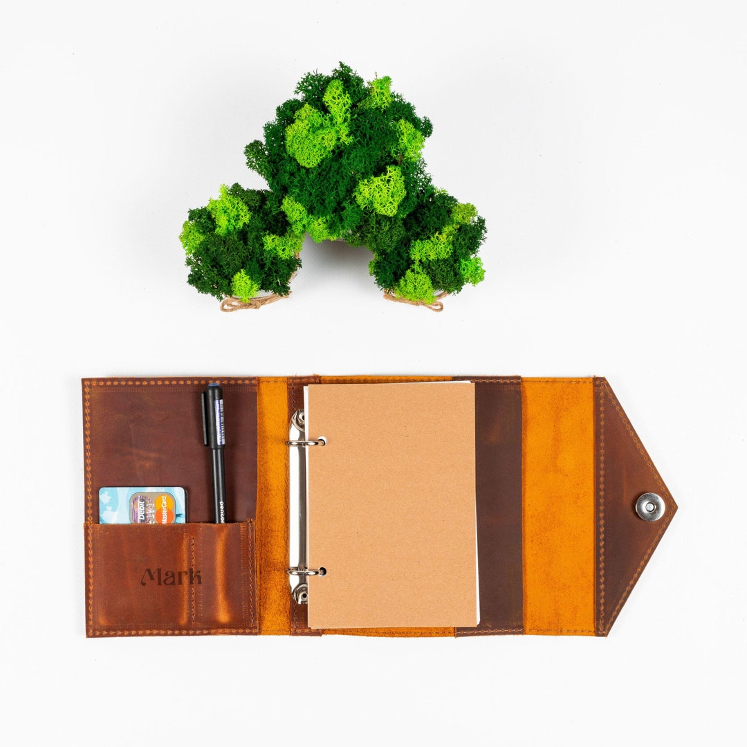 Trifold Journal Personalized, Leather Ring Binder A5 A4 A6, Refillable ...