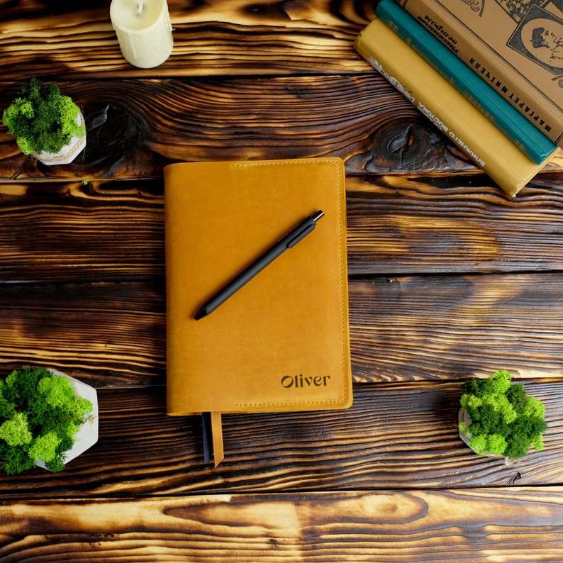 Engraved Leather Journal Cover, Personalized A5 A4 Notebook Cover ...