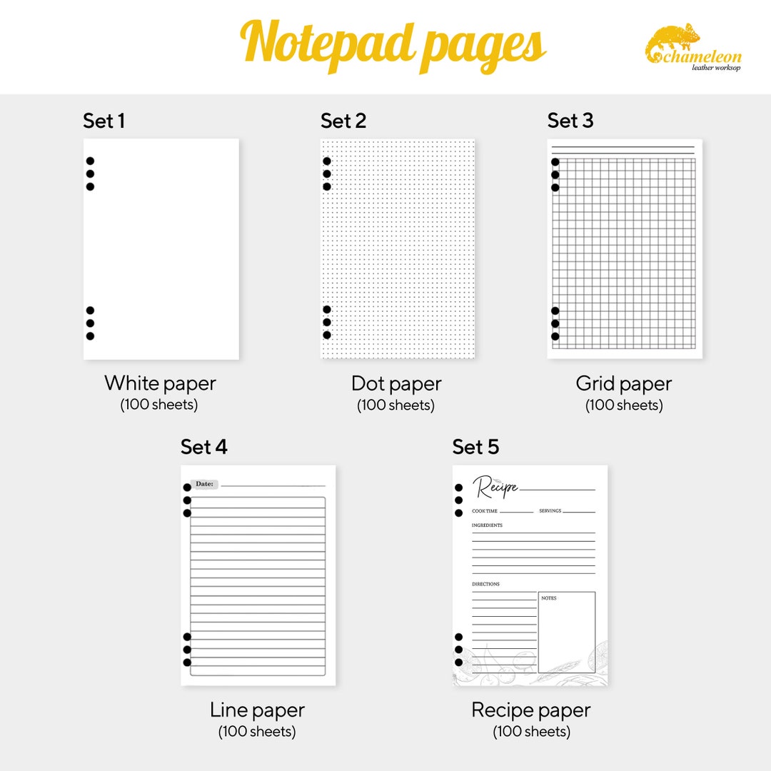 A5 Paper Refill, Binder Inserts, Blank Paper, Dot Lined Grid White ...