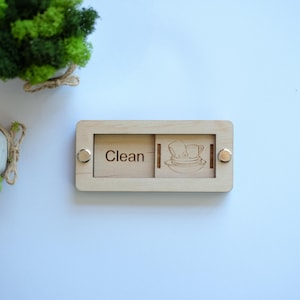 Clean Dirty Dishwasher Magnet, Dishwasher Status Indicator, Wooden ...