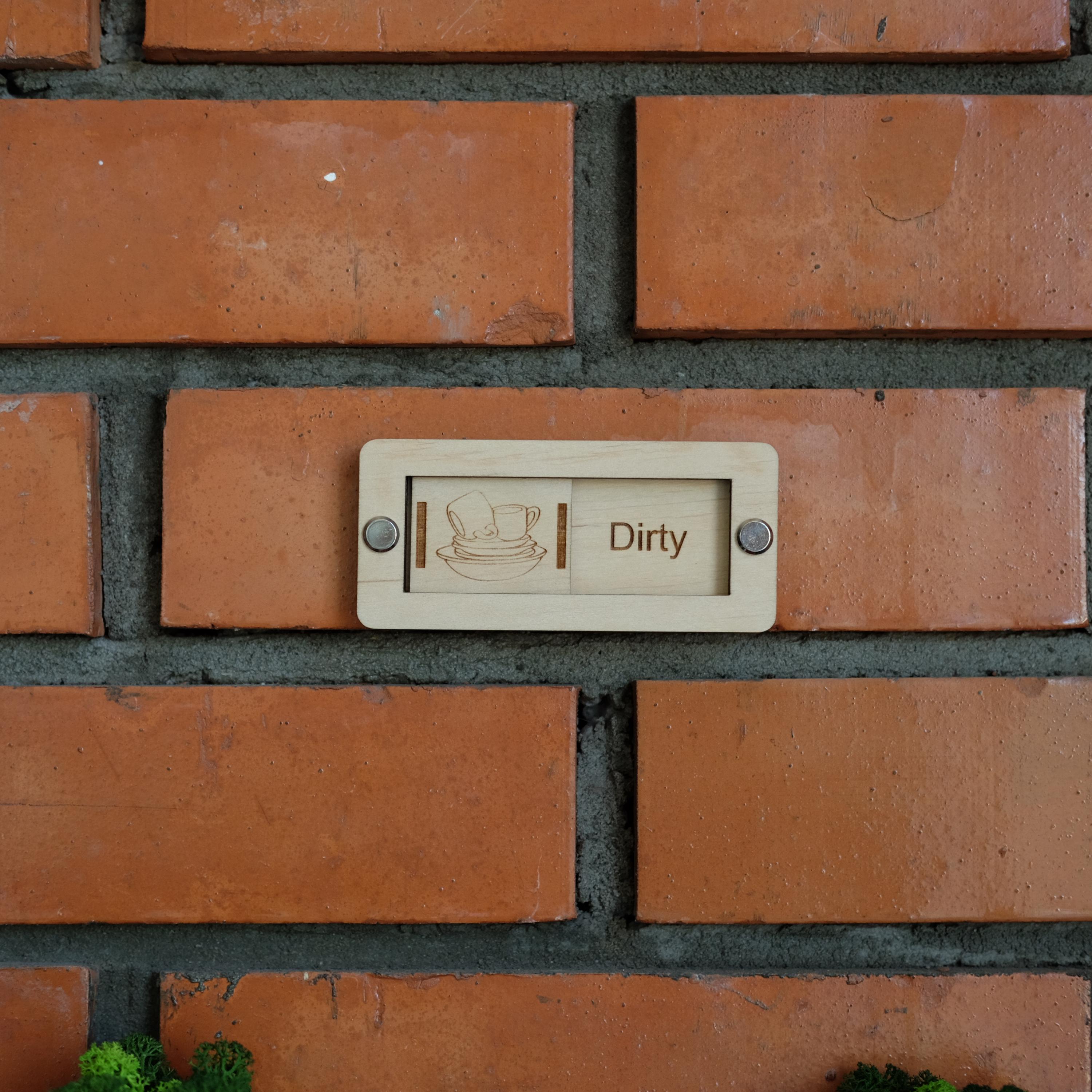 Dishwasher Magnet Clean Dirty Sign, Dishwasher Status Indicator, Wooden ...