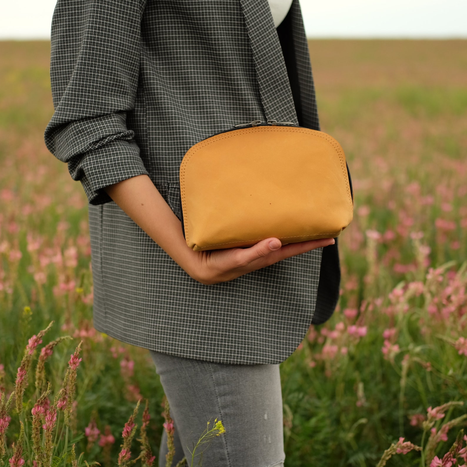 Women Small Brown Makeup Bag Personalized Leather Cosmetic Bag | Etsy