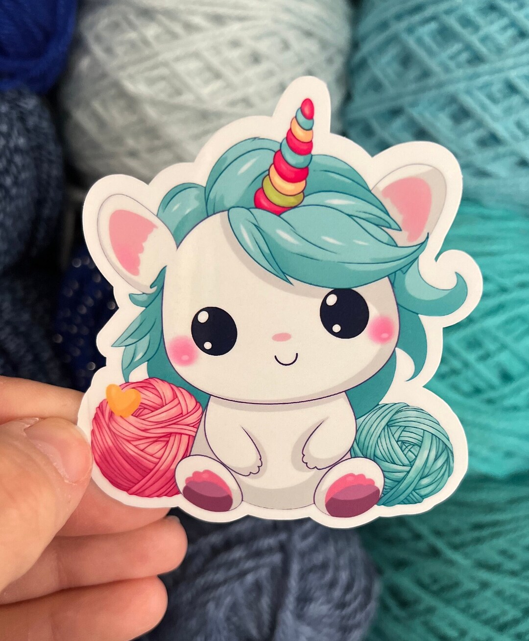 Cute Unicorn Yarn Sticker Yarn Sticker Knitting Crochet Die Cut Sticker ...