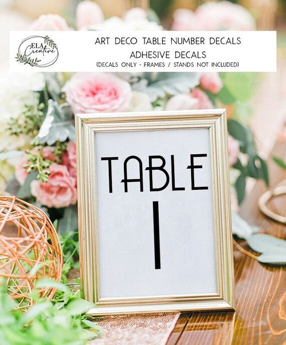 Vinyl Decal Art Deco Table Numbers Customized Stickers | Etsy