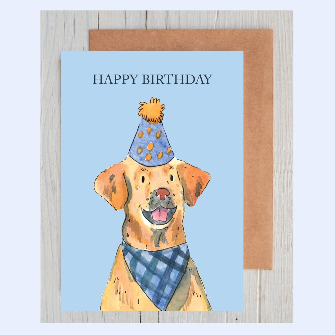 Milo the Labrador Birthday Illustration Card for Dog Lovers / Him ...
