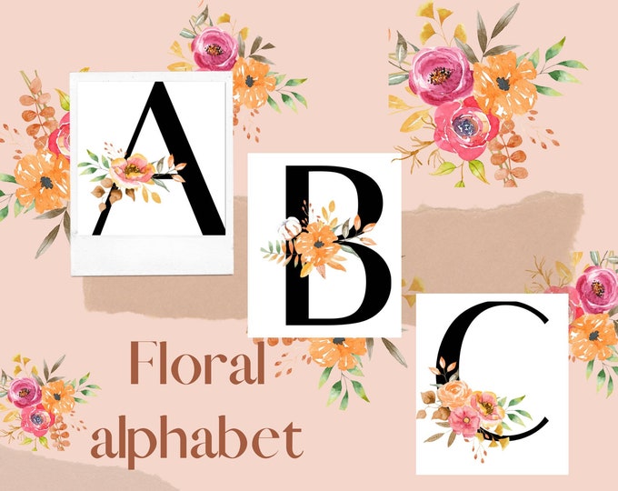 Floral Letters A to Z Clip Art, Instant Download - Etsy Canada