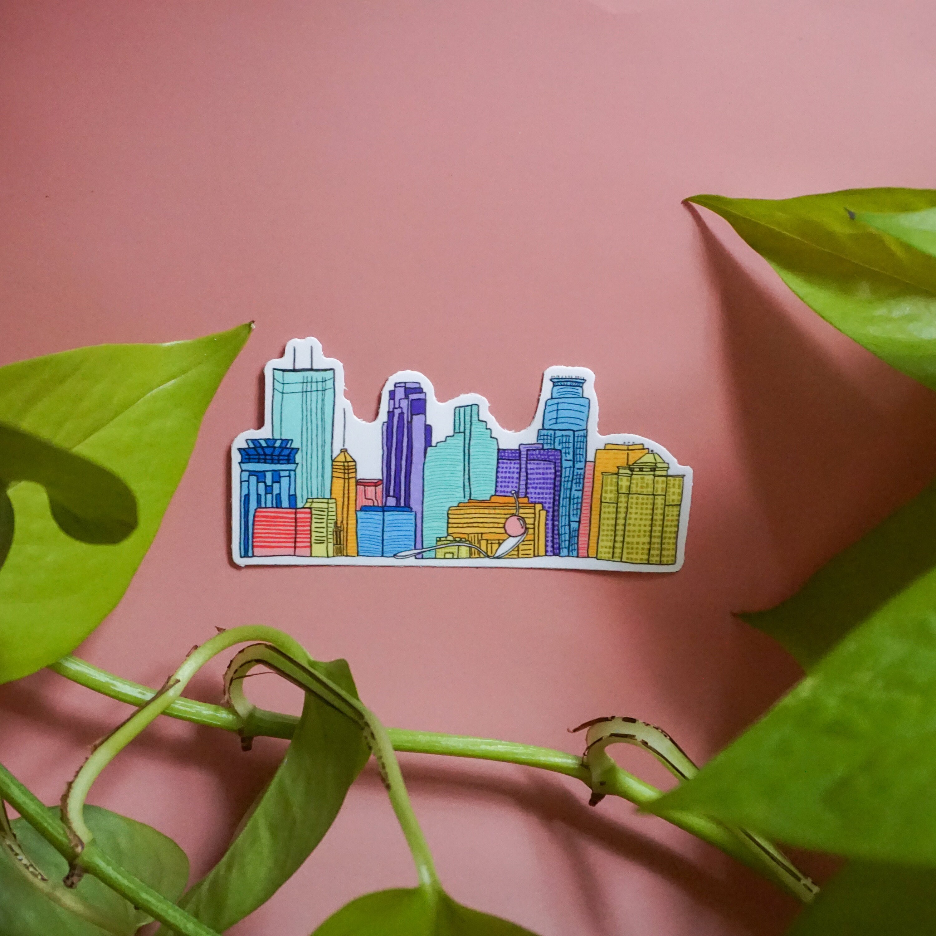 Minneapolis Skyline Rainbow Vinyl Sticker - Waterproof Twin Cities ...