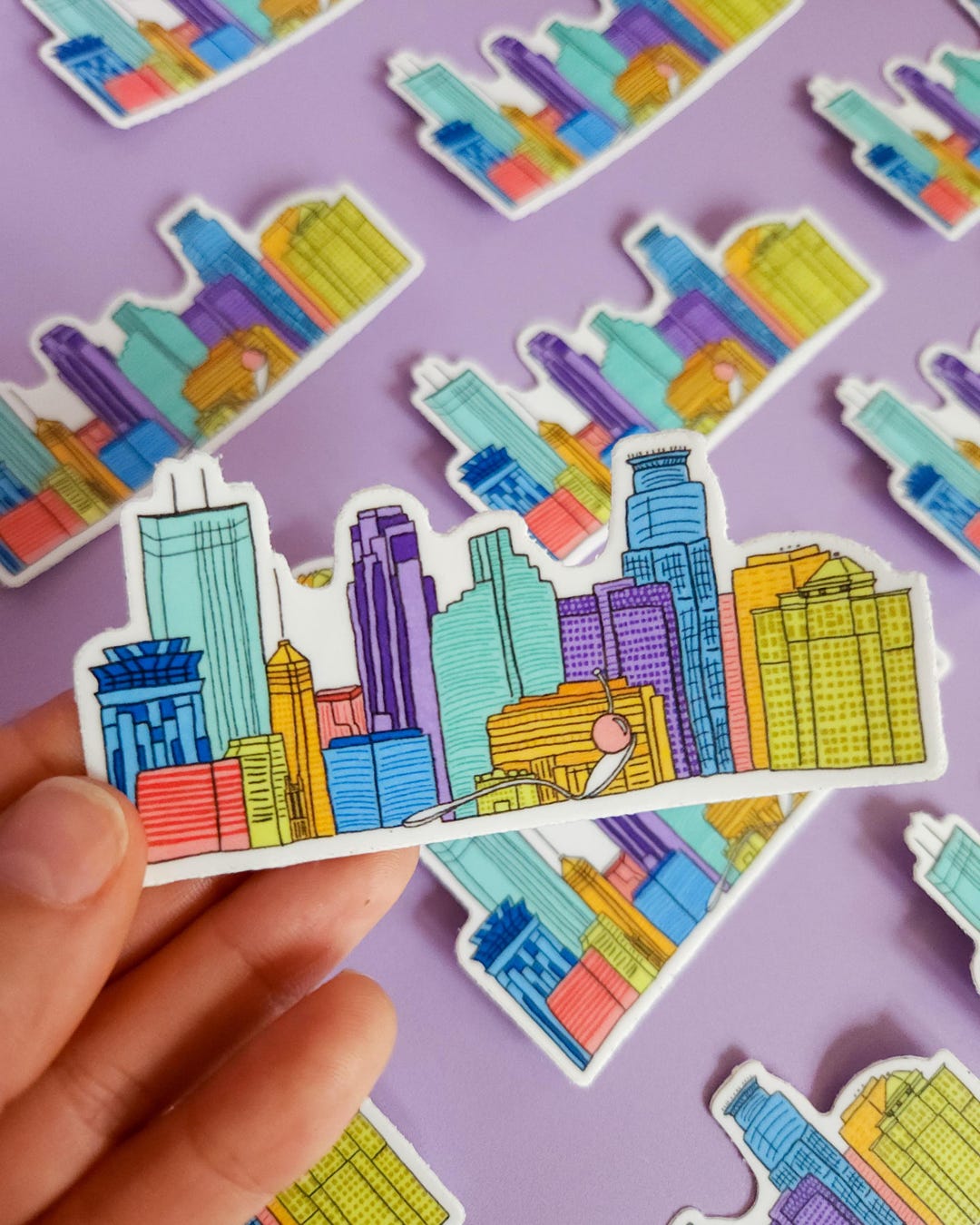 Minneapolis Skyline Rainbow Vinyl Sticker - Waterproof Twin Cities ...