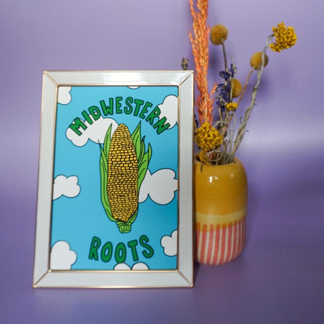 Midwestern Roots Print & Sticker Pack Midwest Corn Art Decor Original ...