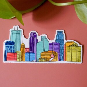 Minneapolis Skyline Rainbow Vinyl Sticker - Waterproof Twin Cities ...