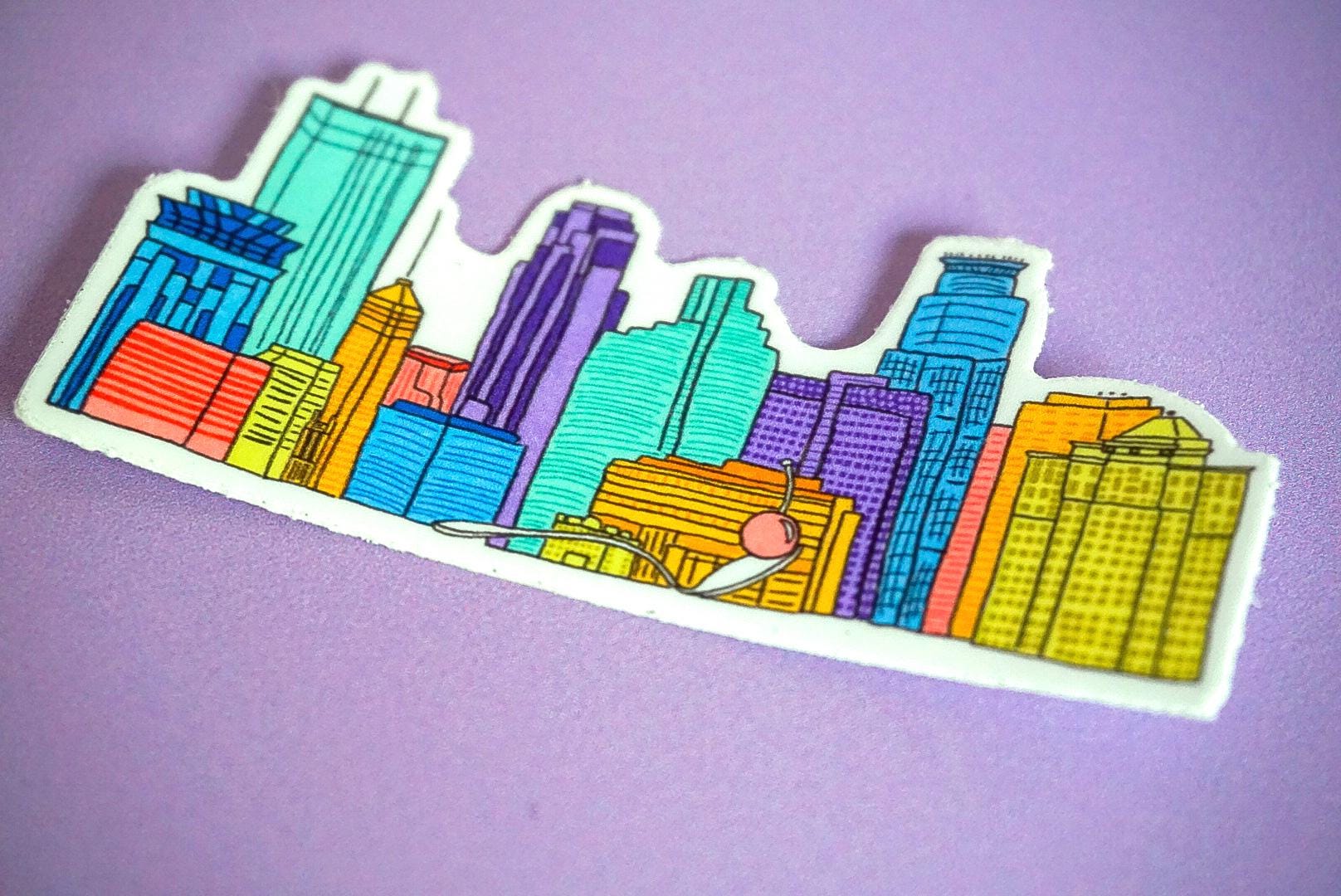 Minneapolis Skyline Rainbow Vinyl Sticker - Waterproof Twin Cities ...